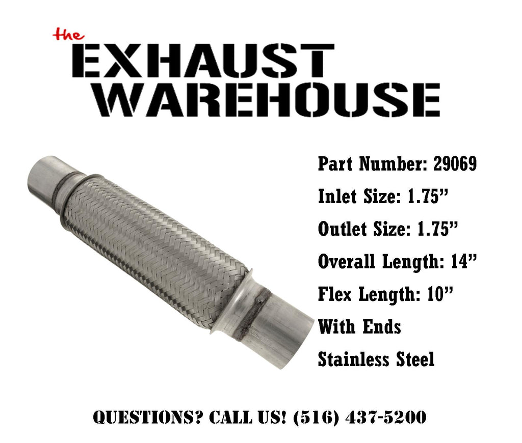 1 3/4" (1.75") x 10" x 14" Flex Pipe With Ends – The Exhaust Warehouse